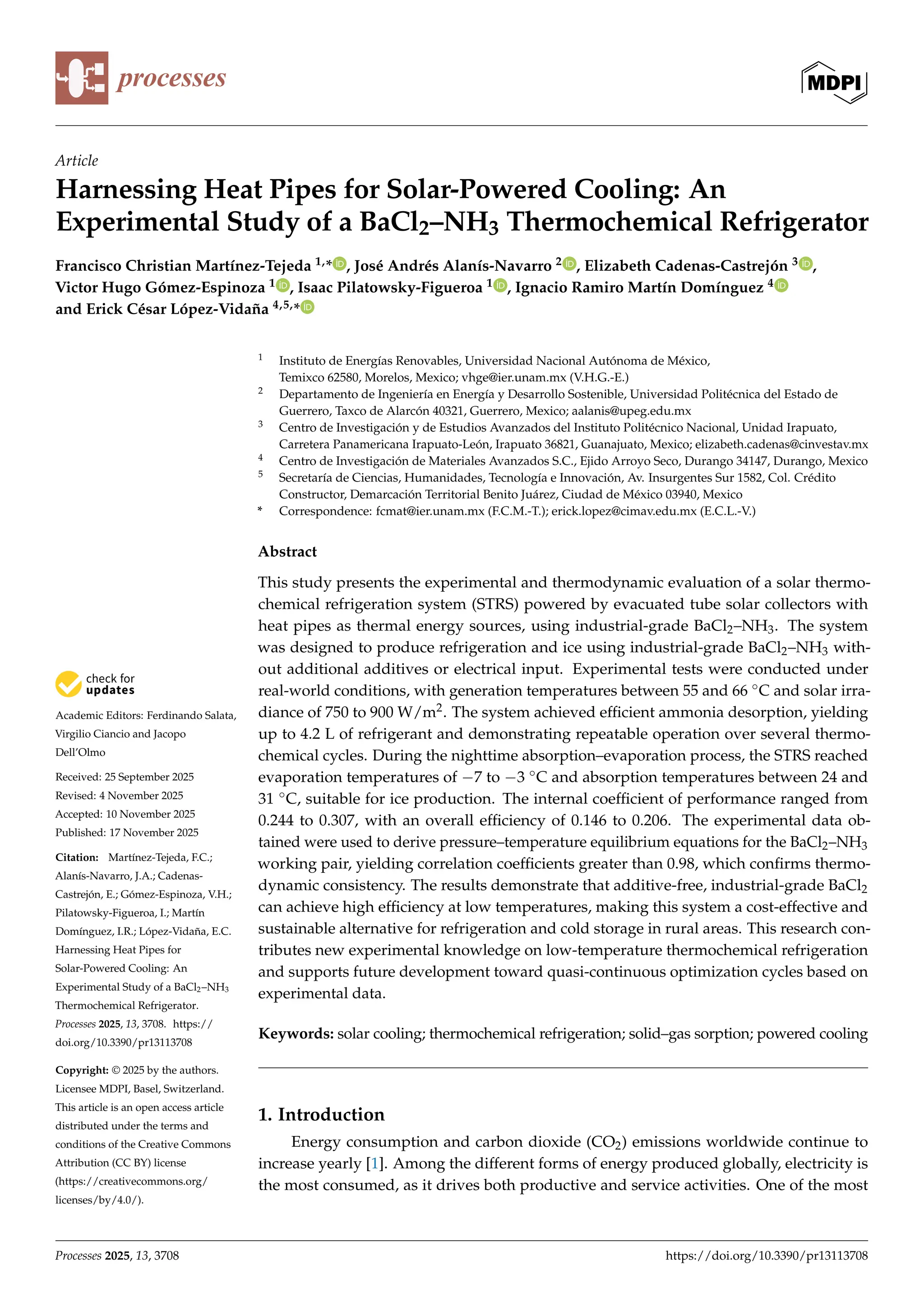 Harnessing Heat Pipes for Solar-Powered Cooling: An Experimental Study ...