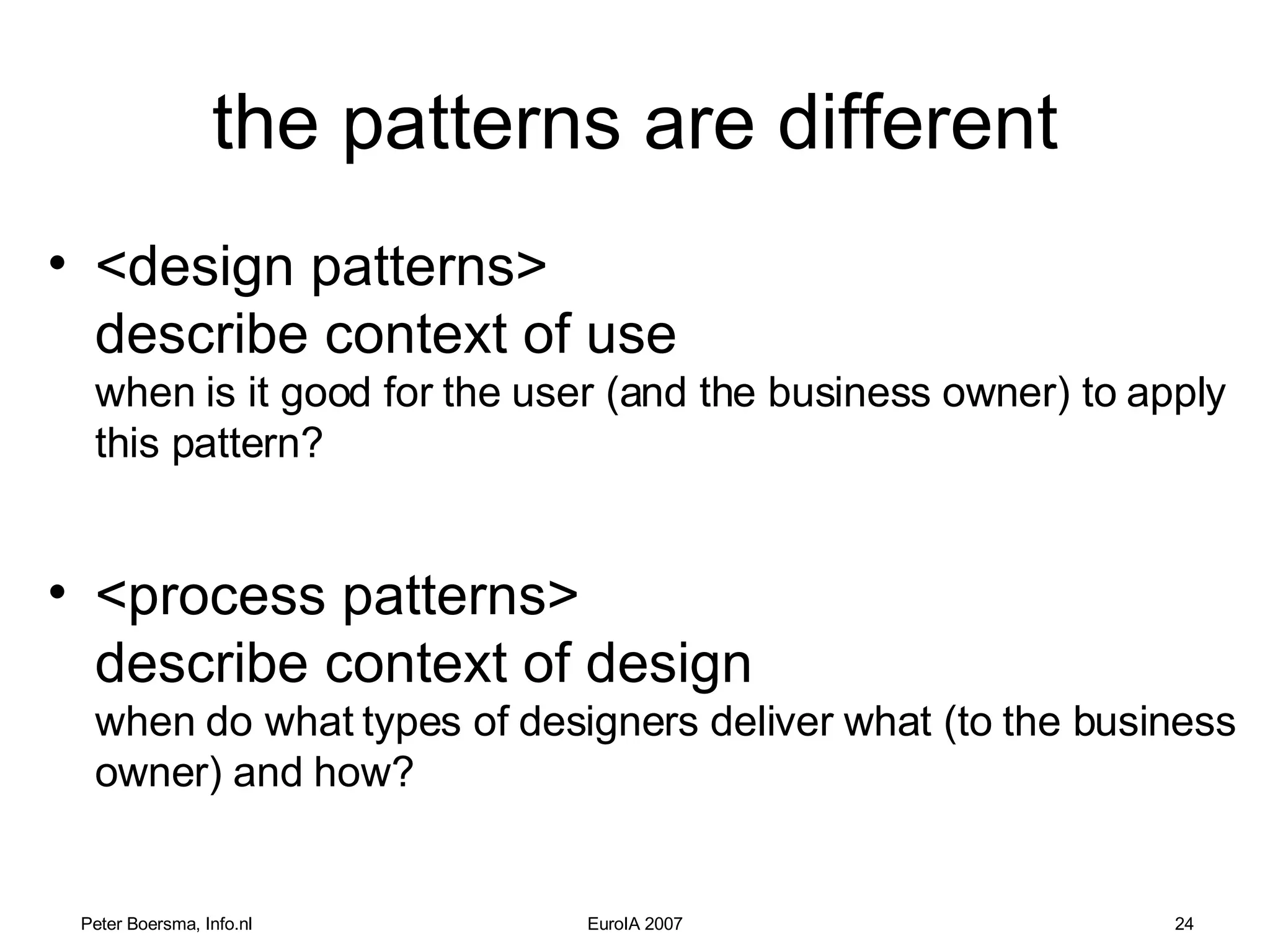Processes + Patterns | PPT | Databases | Computer Software and Applications