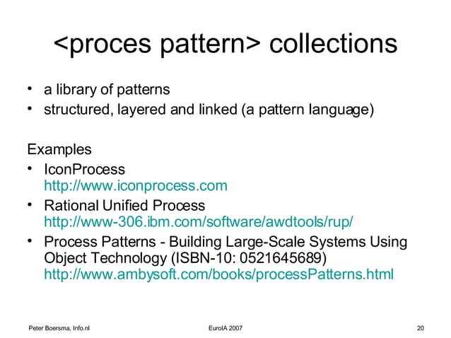 Processes + Patterns | PPT | Databases | Computer Software and Applications