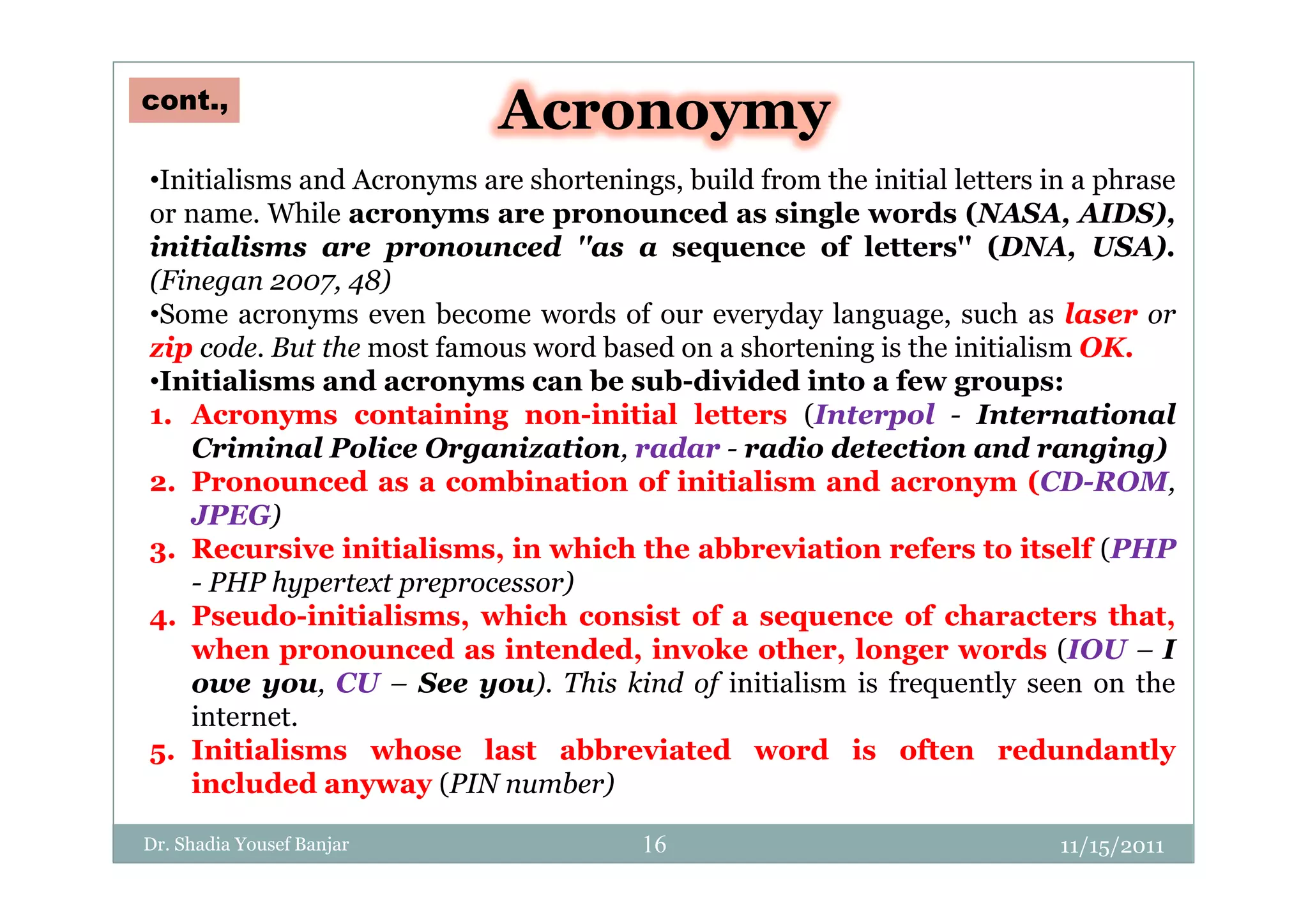 Processes of Word Formation - Morphology-LANE 333-2012- dr. shadia | PDF