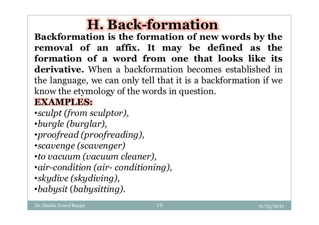 Processes of Word Formation - Morphology-LANE 333-2012- dr. shadia