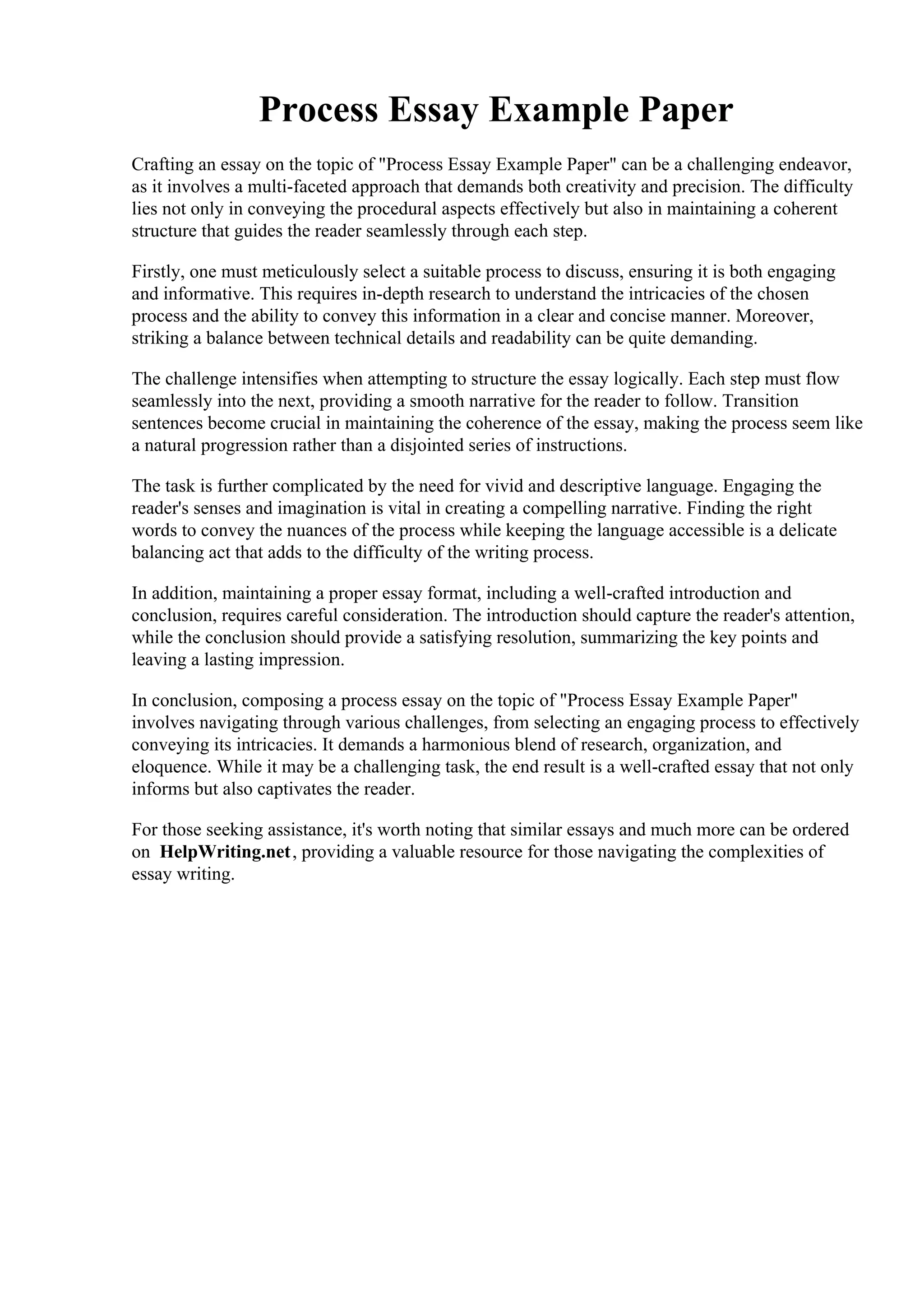 Process Essay Example Paper.pdfProcess Essay Example Paper | PDF