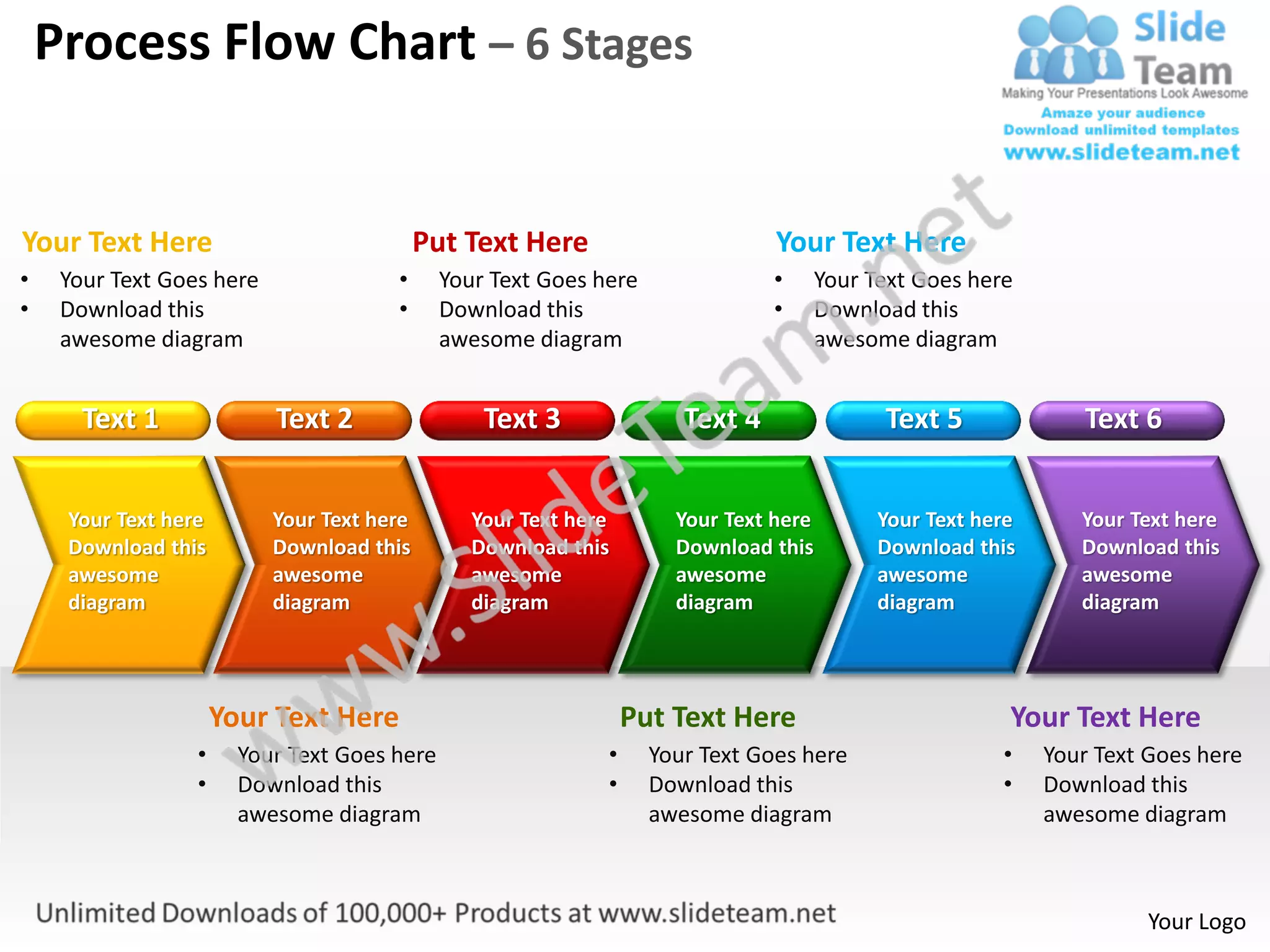 Process flow chart 6 stages powerpoint templates 0712 | PDF