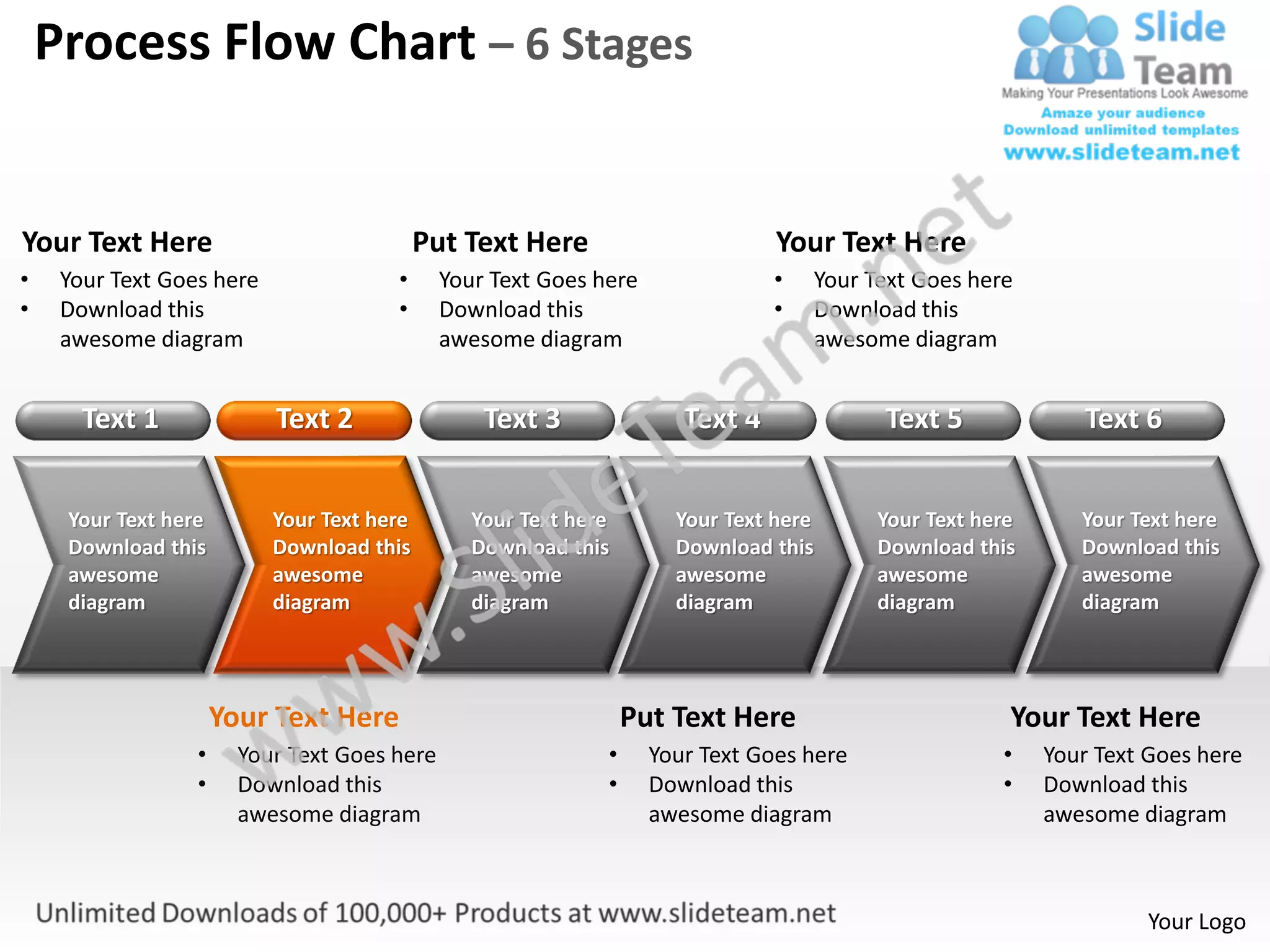 Process flow chart 6 stages powerpoint templates 0712 | PDF