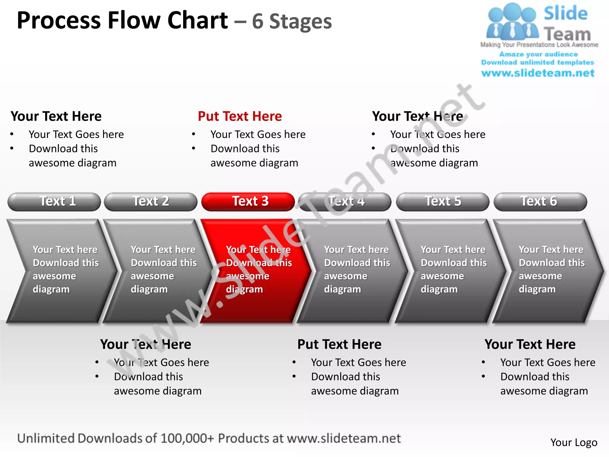 Process flow chart 6 stages powerpoint templates 0712 | PDF