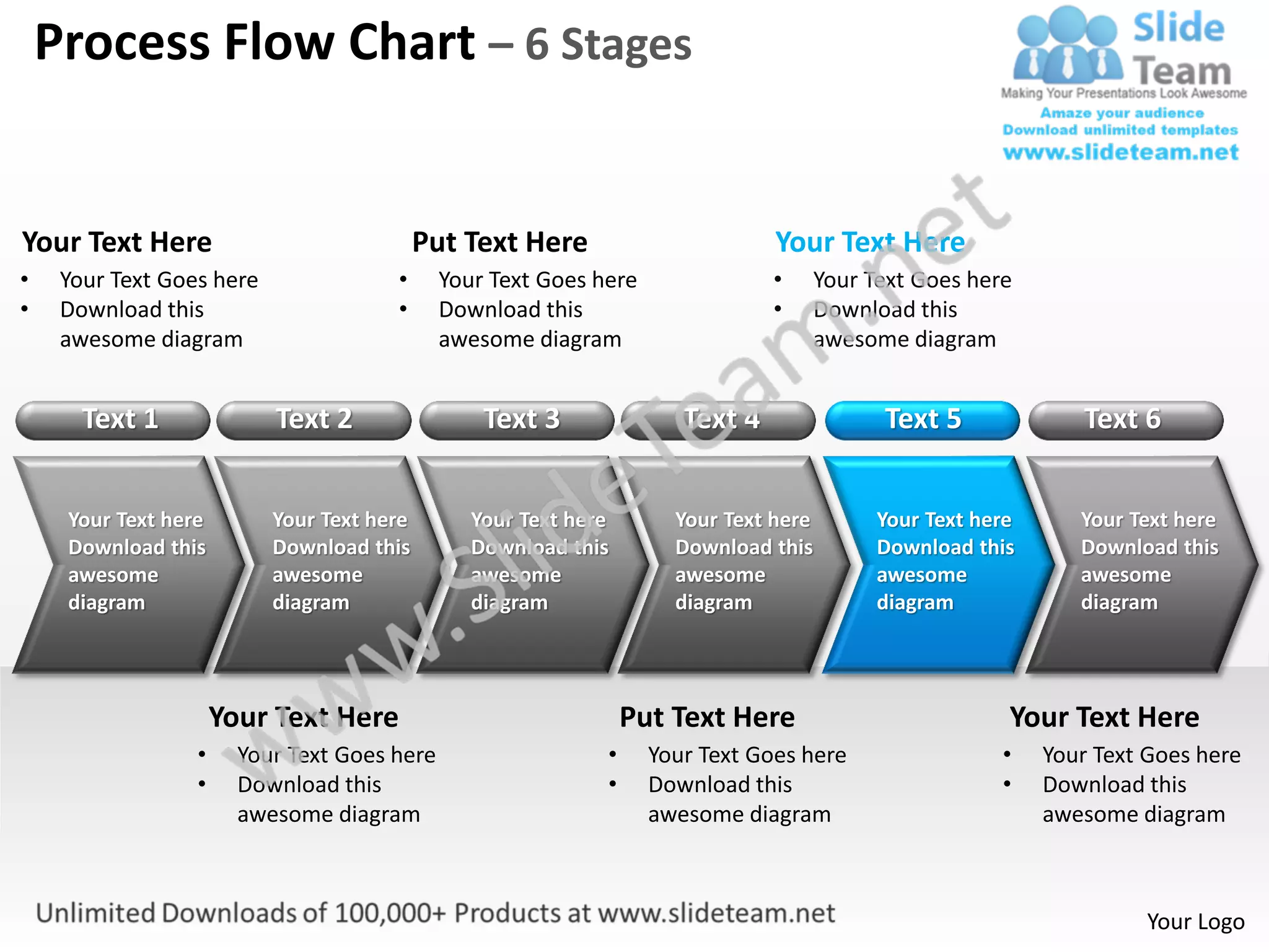 Process flow chart 6 stages powerpoint templates 0712 | PDF