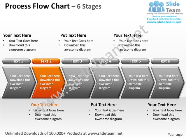 Process flow chart 6 stages powerpoint templates 0712 | PDF