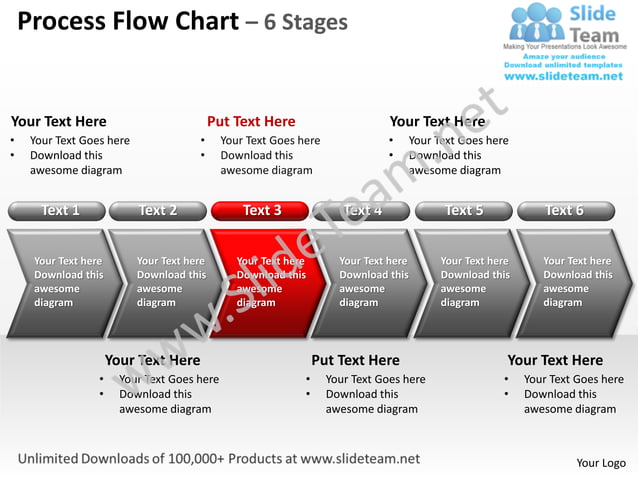 Process flow chart 6 stages powerpoint templates 0712 | PDF