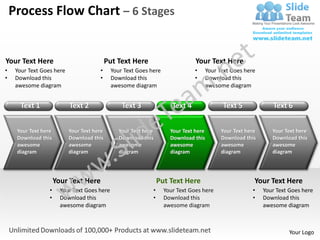 Process flow chart 6 stages powerpoint templates 0712 | PDF