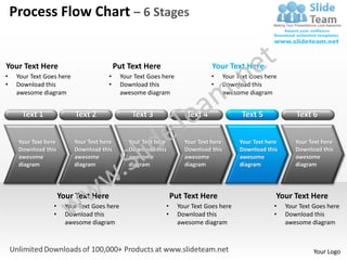 Process flow chart 6 stages powerpoint templates 0712 | PDF
