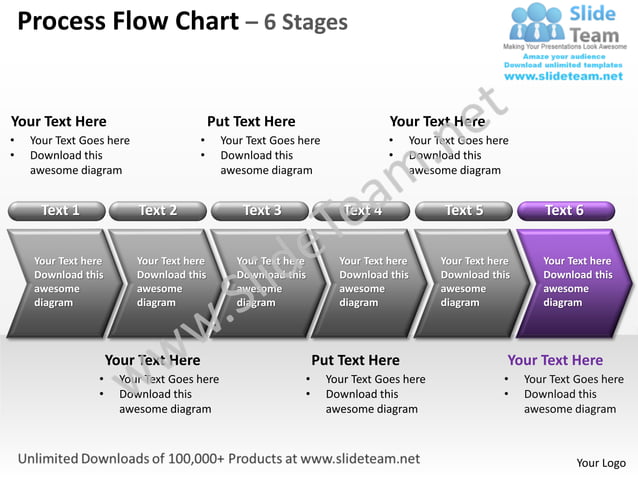 Process flow chart 6 stages powerpoint templates 0712 | PDF