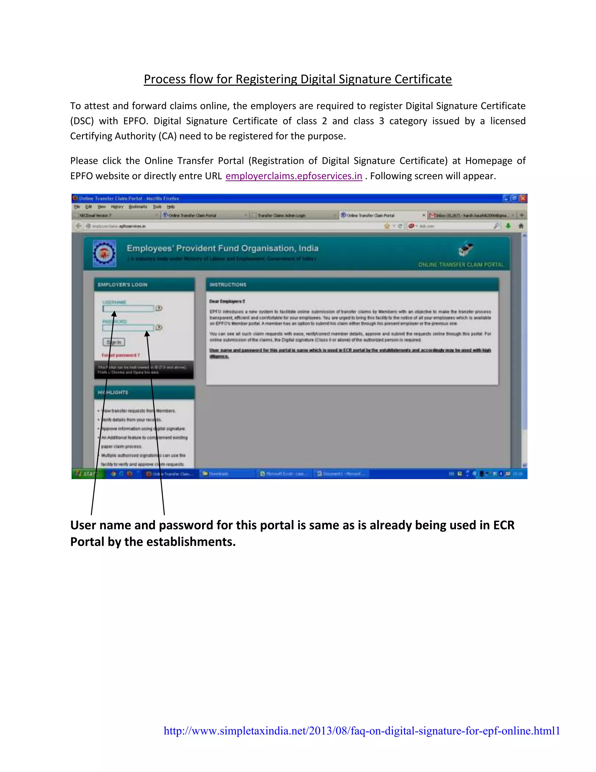 Process flow for registering digital signature certificate | PDF