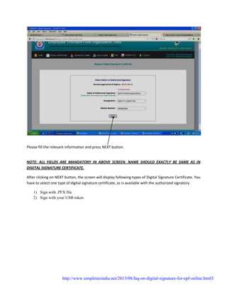 Process flow for registering digital signature certificate | PDF