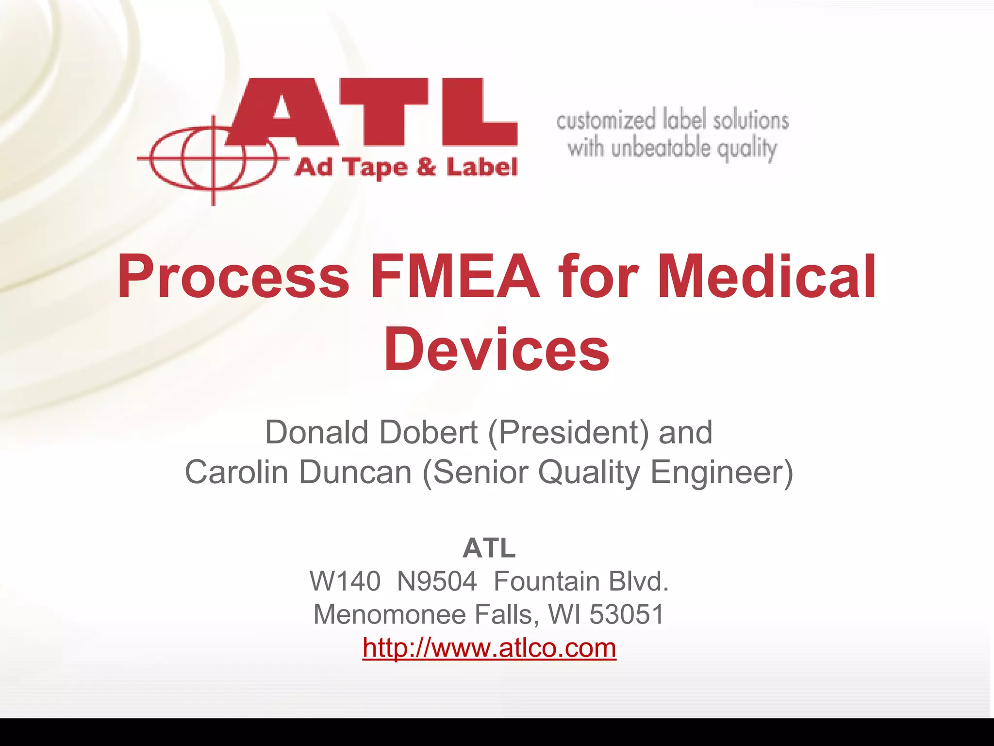 Process FMEA for Medical Devices | PDF