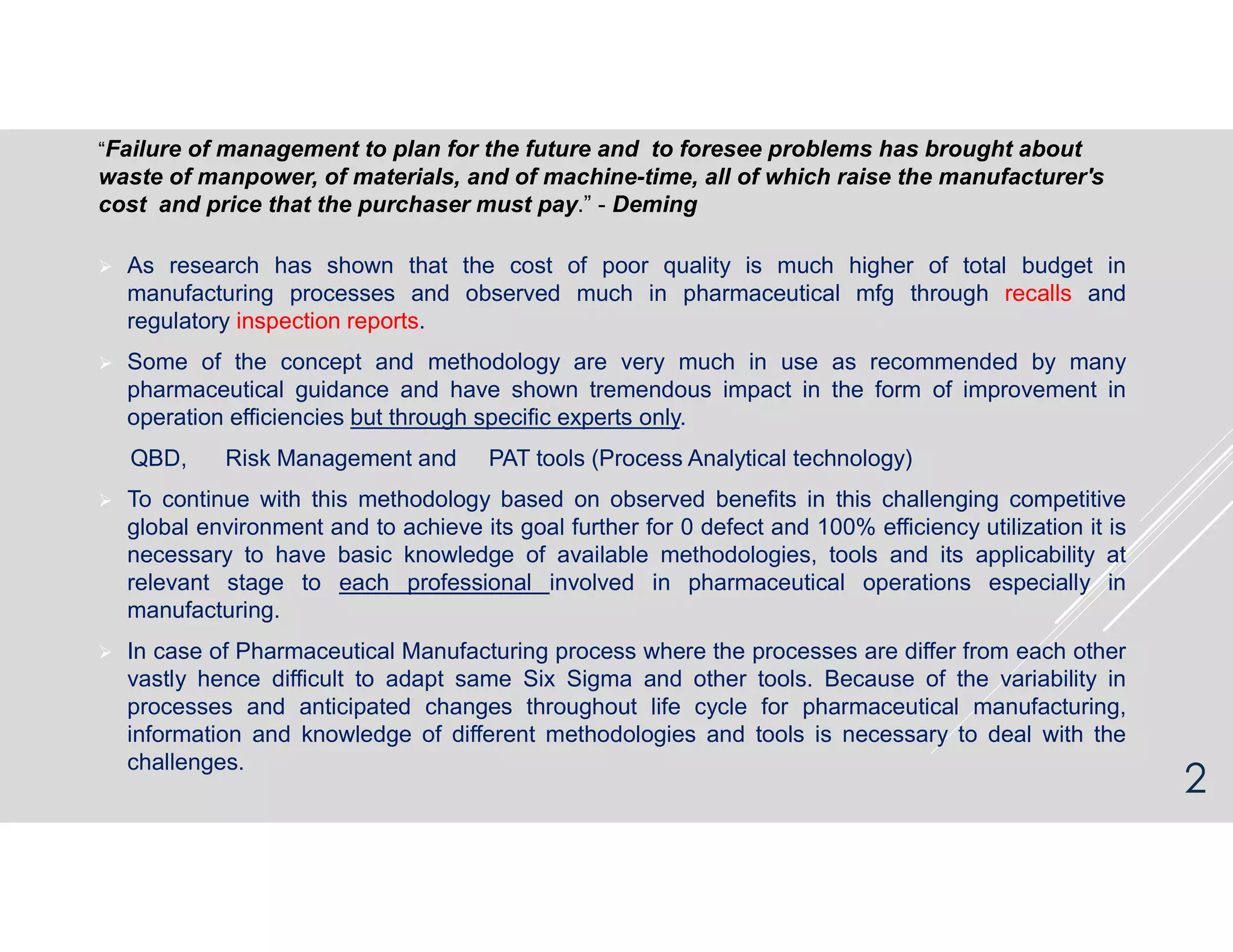 Process improvement techniques and its applicability in pharma mfg an overview | PDF