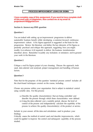 Process improvement using six sigma (1) | DOCX