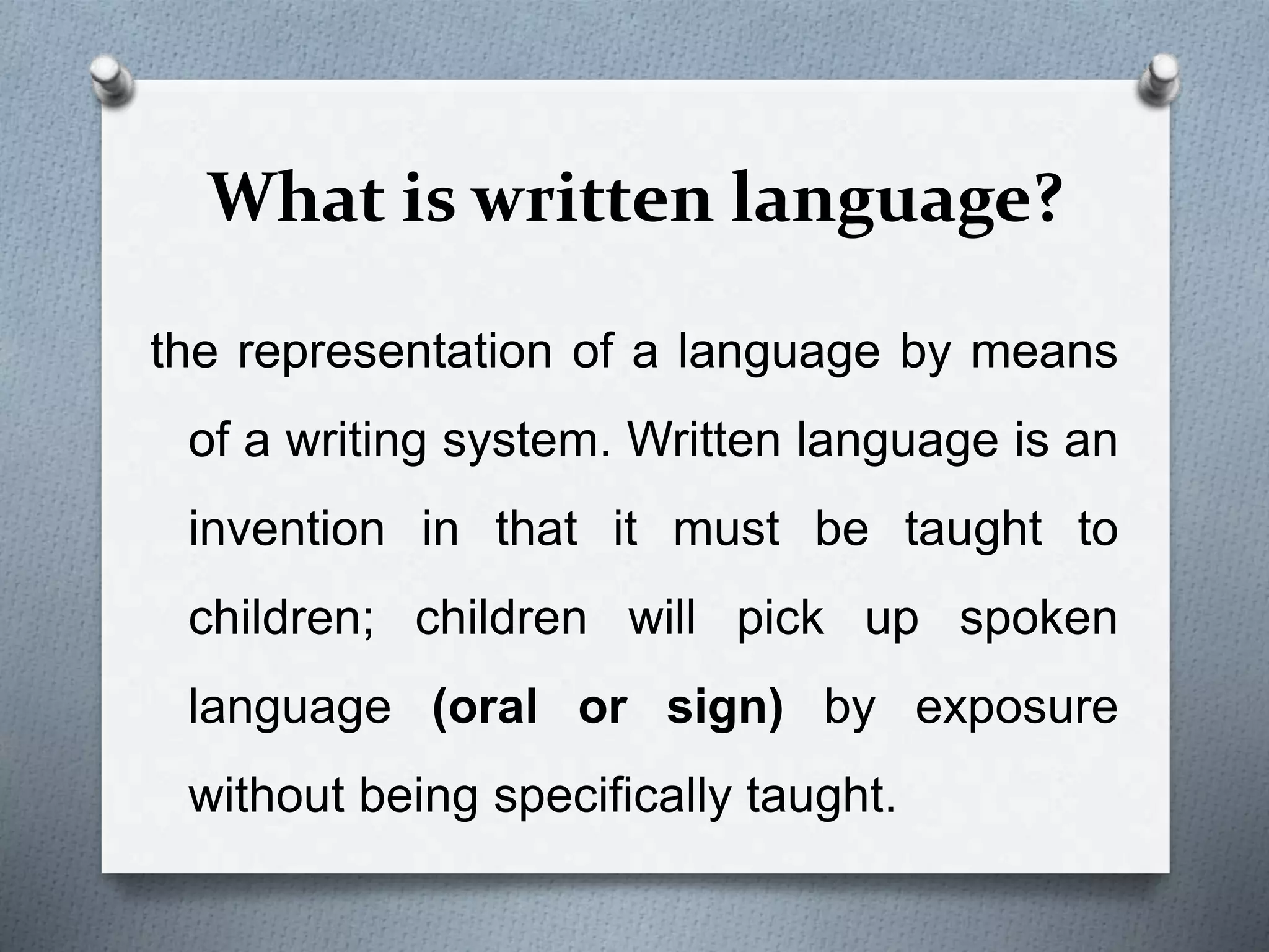Processing of Written Language | PPT