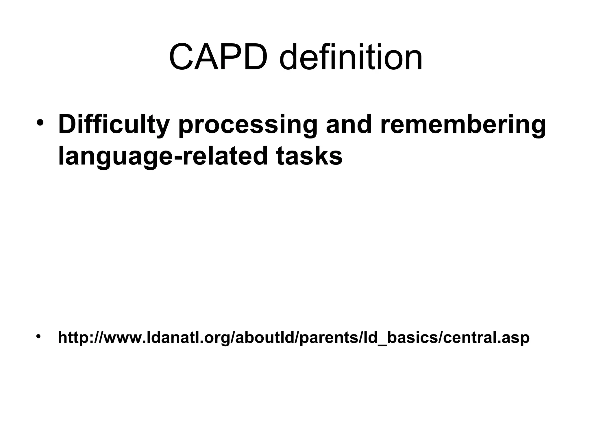 Processing Disorders And Auditory Processing Disorders | PPT