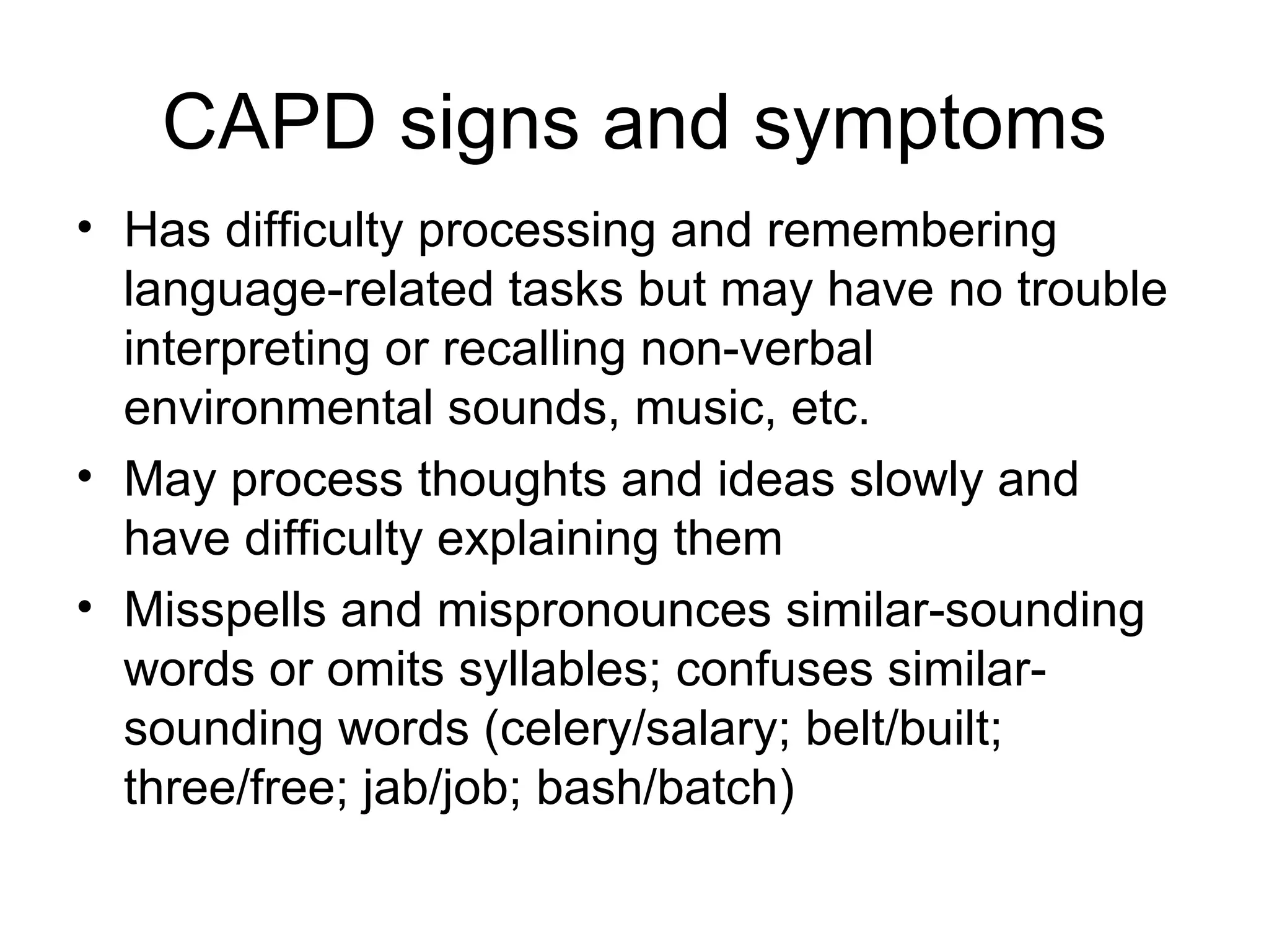 Processing Disorders And Auditory Processing Disorders | PPT