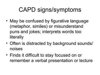 Processing Disorders And Auditory Processing Disorders | PPT