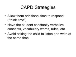 Processing Disorders And Auditory Processing Disorders | PPT