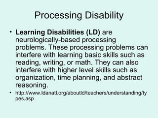 Processing Disorders And Auditory Processing Disorders | PPT
