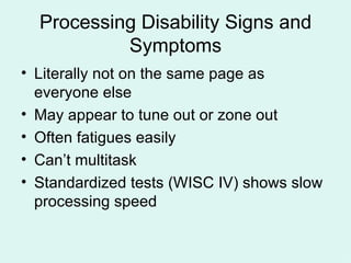 Processing Disorders And Auditory Processing Disorders | PPT