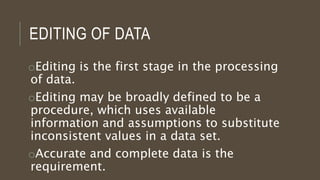 Processing of data in research | PPTX