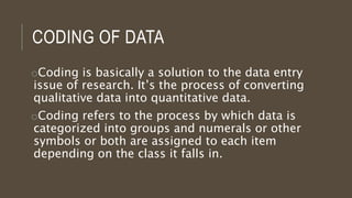 Processing of data in research | PPTX