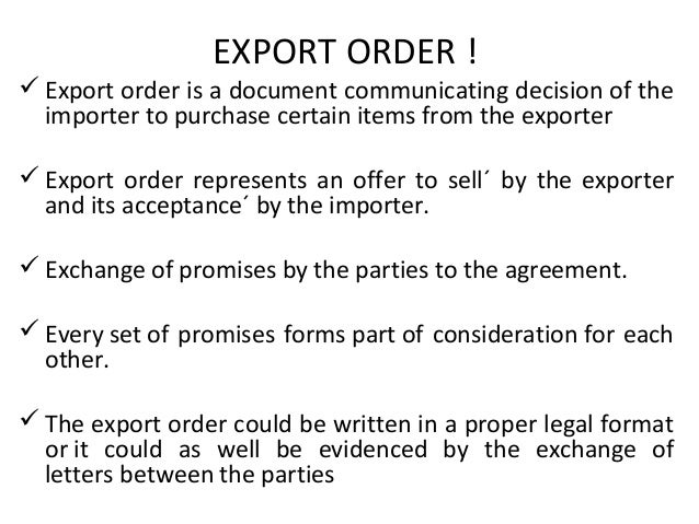 Processing of export order on 4 09 12