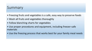 Processing of fruits and vegetables | PPTX