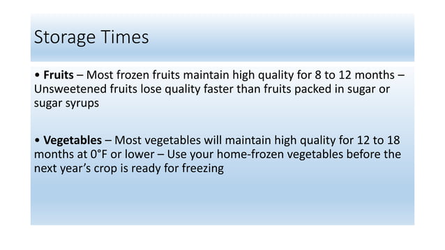 Processing of fruits and vegetables