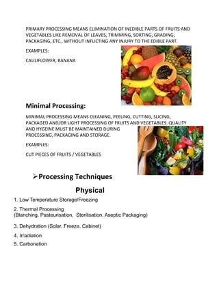Processing of fruits & vegetables in pakistan | DOCX | Agriculture ...
