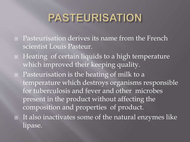 Processing of Milk - Clarification,Pasteurization | PPT