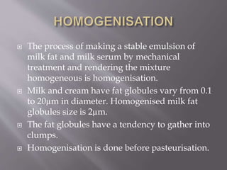 Processing of Milk - Clarification,Pasteurization | PPTX