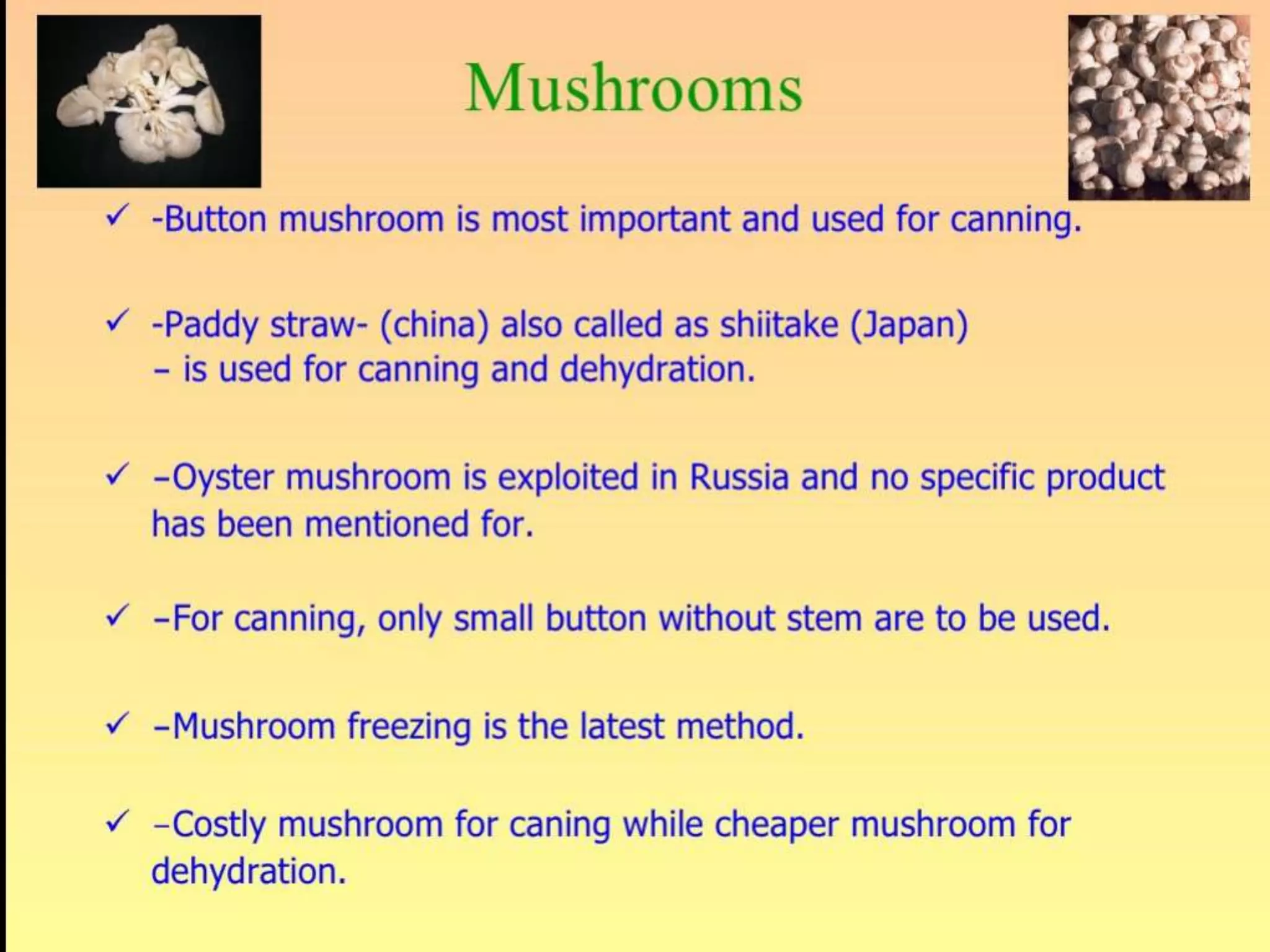 Processing of mushrooms | PPTX