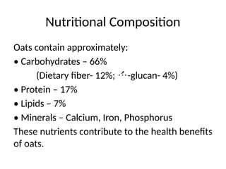 Processing of oats: Structure, composition and milling | PPTX