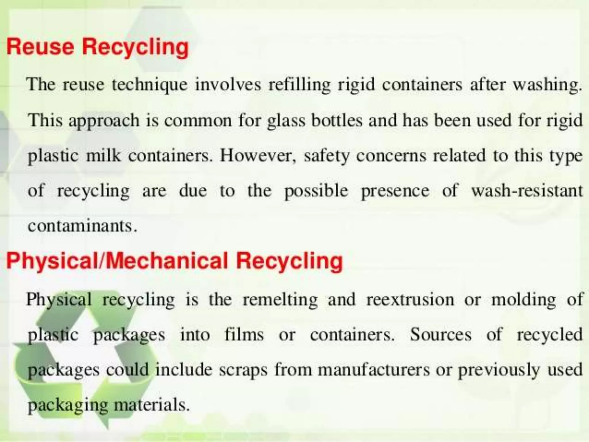 Processing of recycling of packaging materials ppt | PPTX
