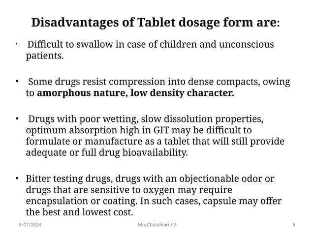 Tablets Introduction Ideal Characteristics Of Tablets Classification