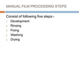 Processing of x ray film in oral radiology | PPTX