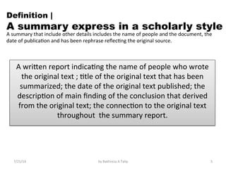 KNOW HOW TO MANAGE A MILLION OF WORDS THROUGH SUMMARIZING | PPT