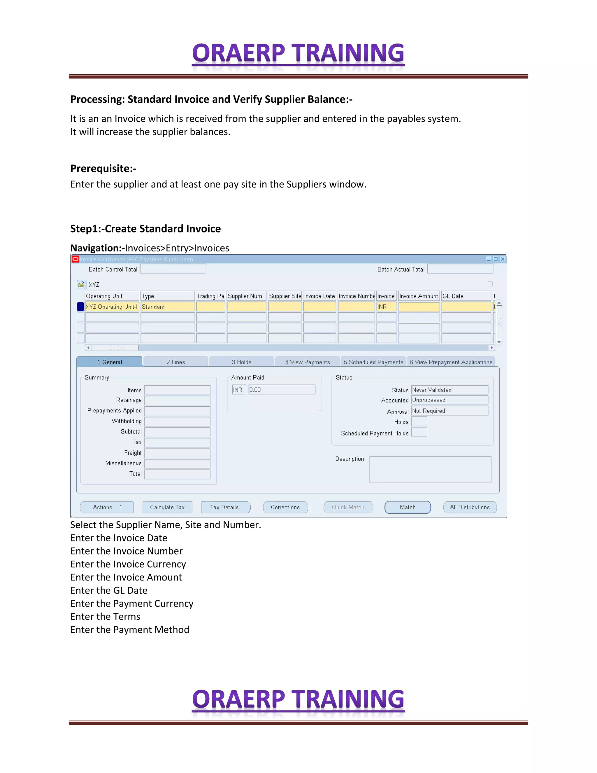 Processing standard invoices and verify supplier balances | PDF