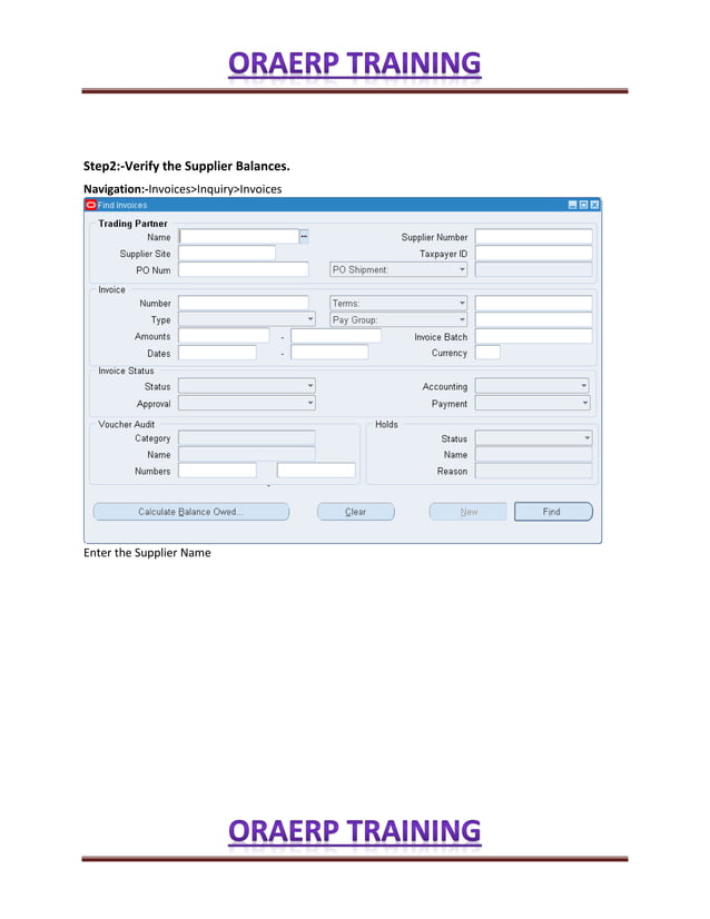 Processing standard invoices and verify supplier balances | PDF