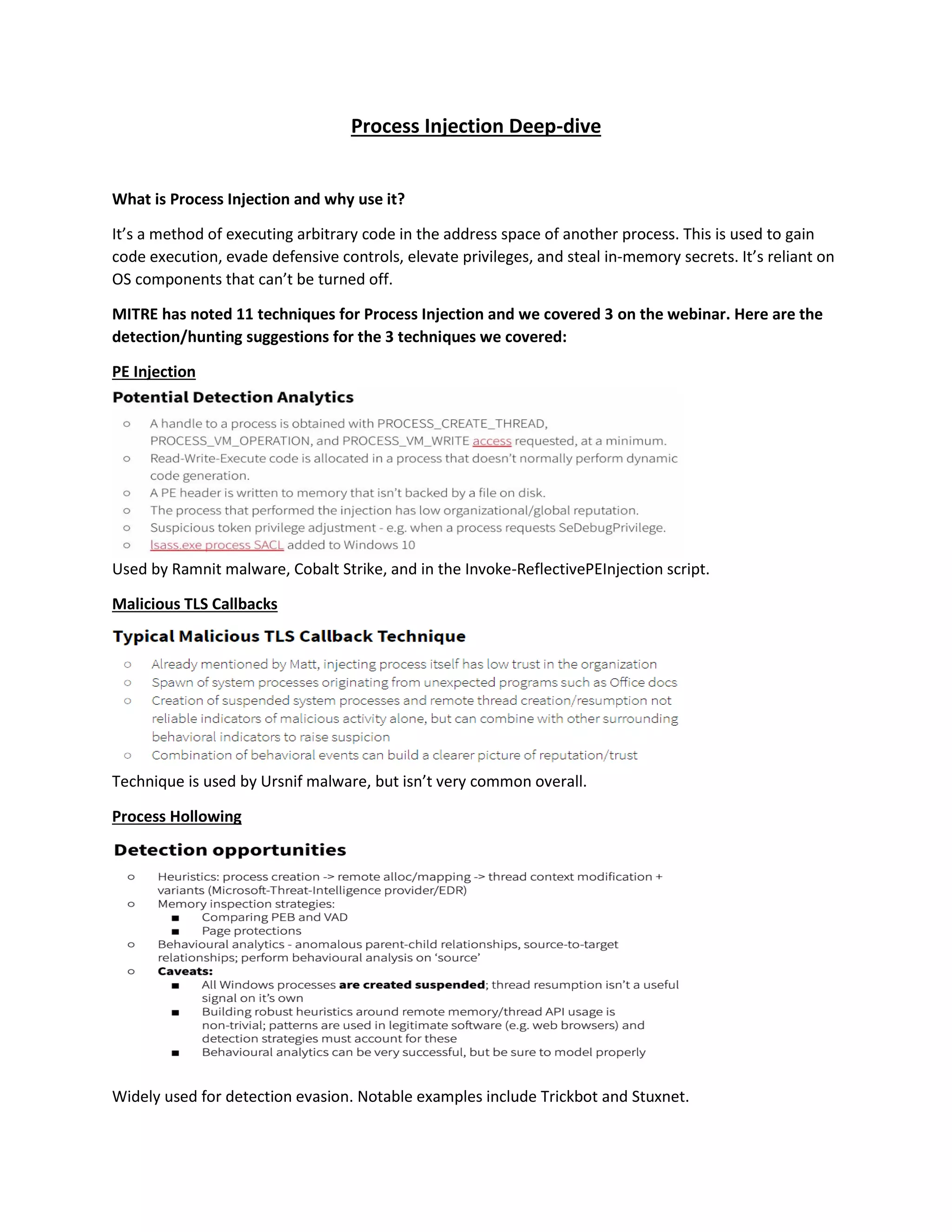 Process injection hunting recommendations | PDF