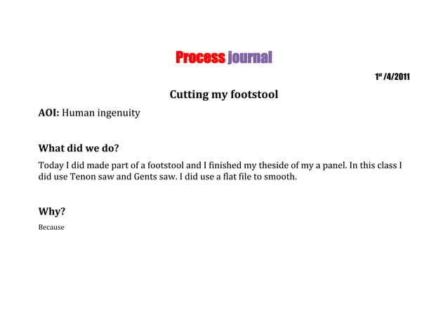 Process journal10 | PPT