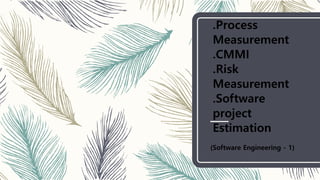 Process measurment+cmmi+risk managment+project estimation | PPTX