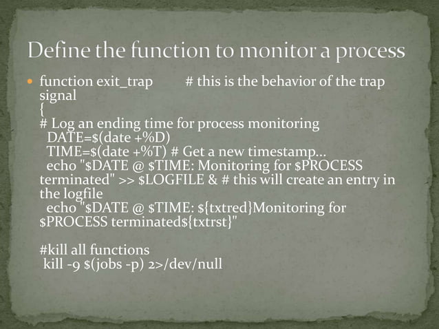 Process monitoring in UNIX shell scripting | PPTX