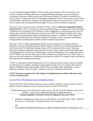 Process of admission to pg diploma courses of c dac | DOC