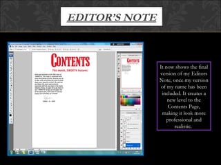 Process Of Contents Page - Editor’s Note | PPT
