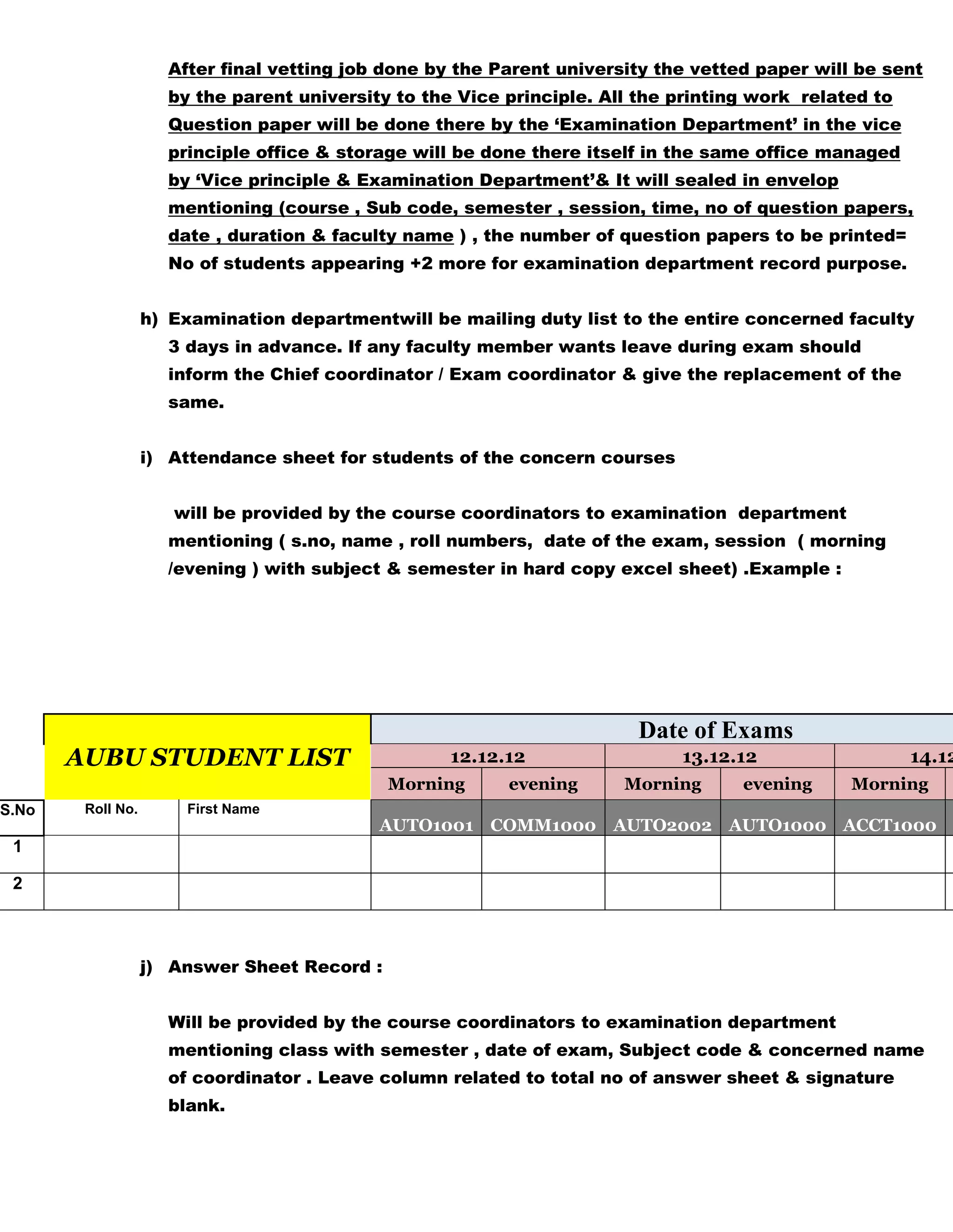 Process of exams | DOCX